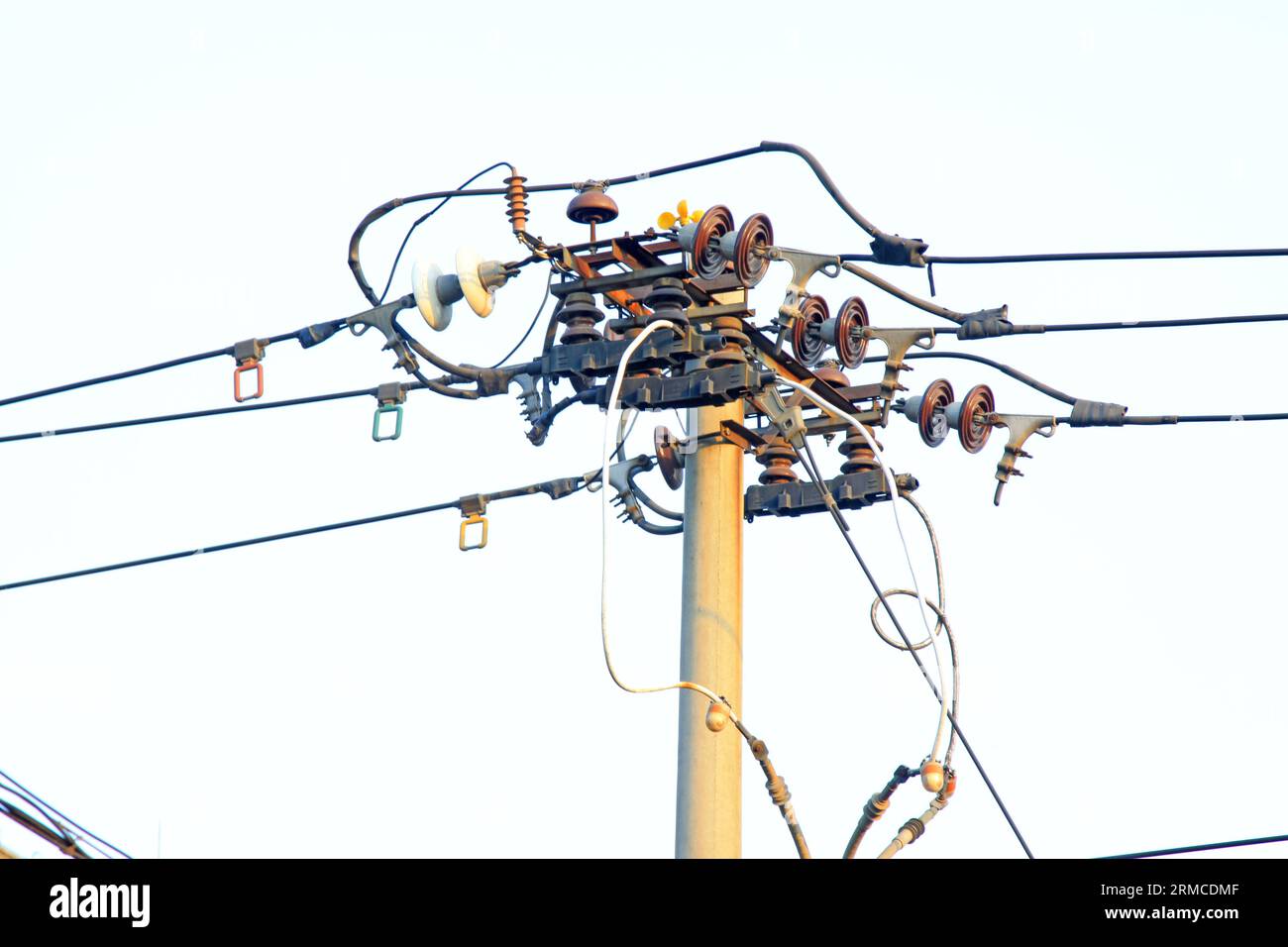 Electrical equipment, wire rod and an insulator, closeup of photo Stock ...