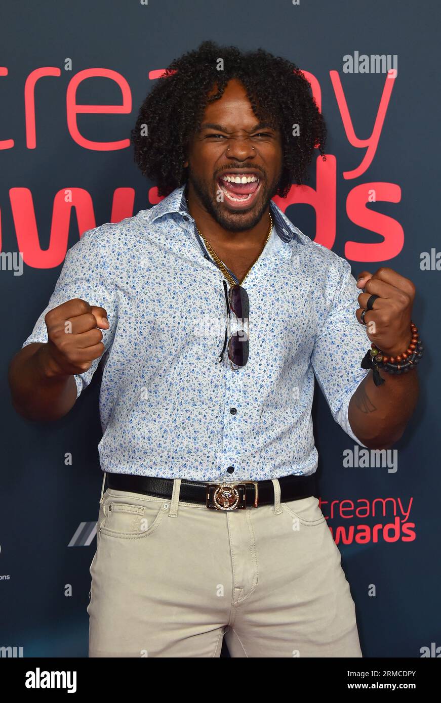 Austin Creed arrives at the Streamy Awards on Sunday, Aug. 27, 2023, at the Fairmont Century ...