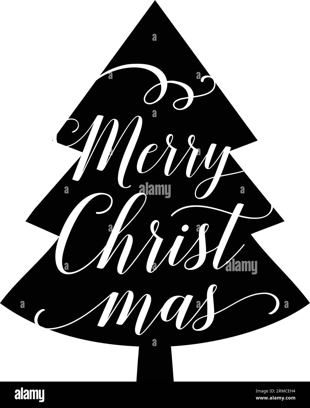 Merry christmas lettering in silhouette Stock Vector Images - Alamy