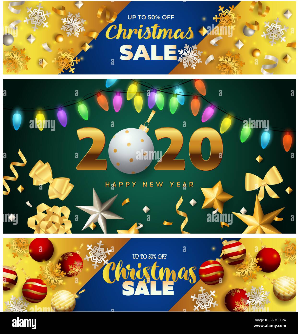 Collage of Christmas banners with advertising desig Stock Vector Image ...