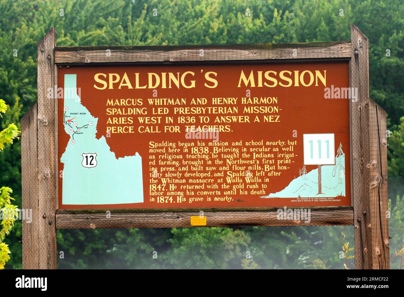 Spalding's Mission historic marker, Northwest Passage Scenic Byway, Nez ...