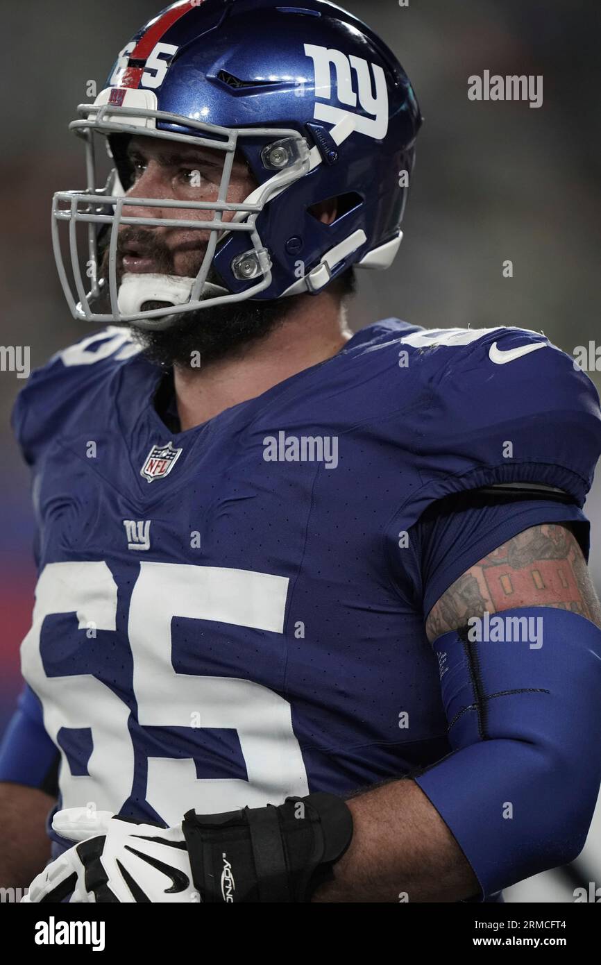 New York Giants center Sean Harlow (65) during an NFL football game against the New York Jets ...