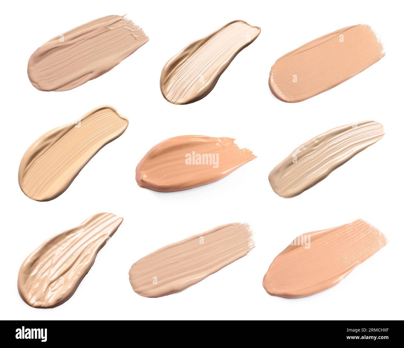 Set of foundation samples in different tones on white background Stock ...