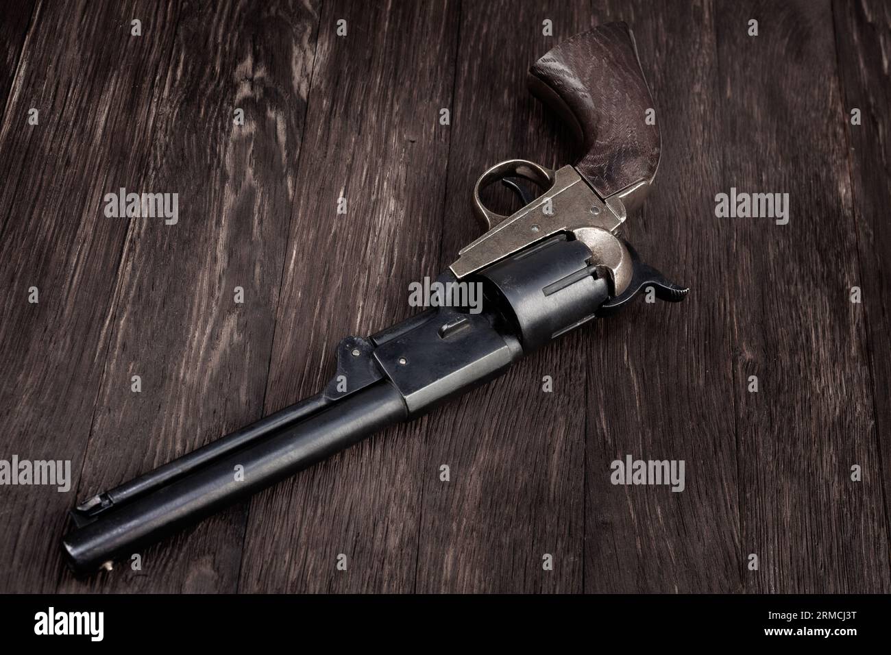 Antique american old west percussion revolver on wooden deck Stock ...