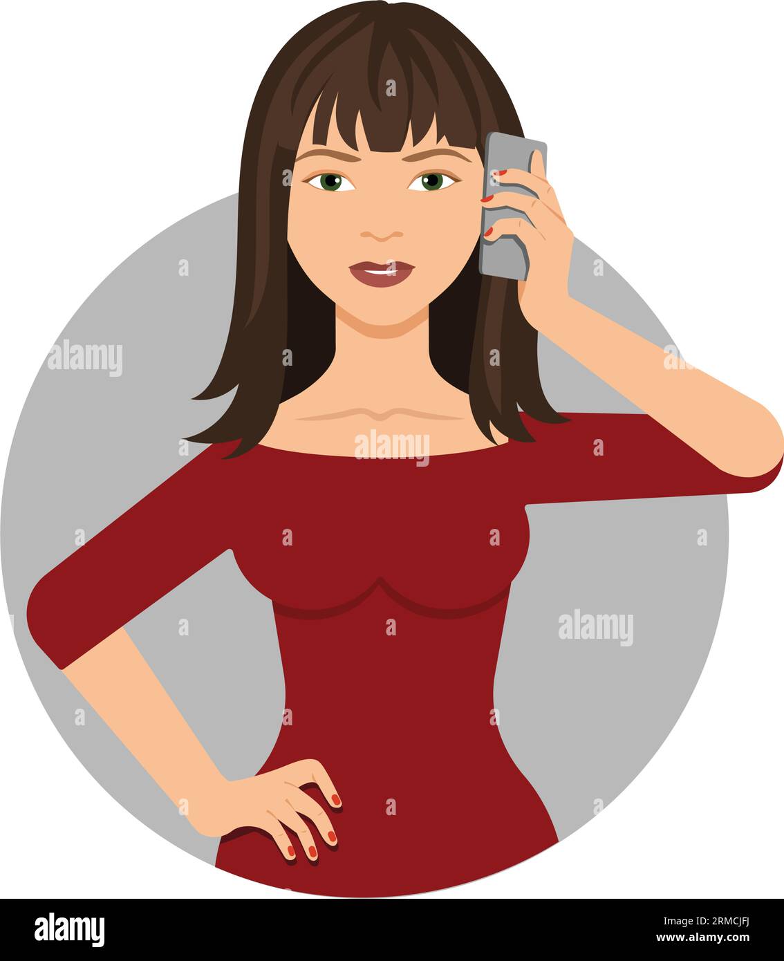 Woman talking on mobile phone vector icon Stock Vector Image & Art - Alamy