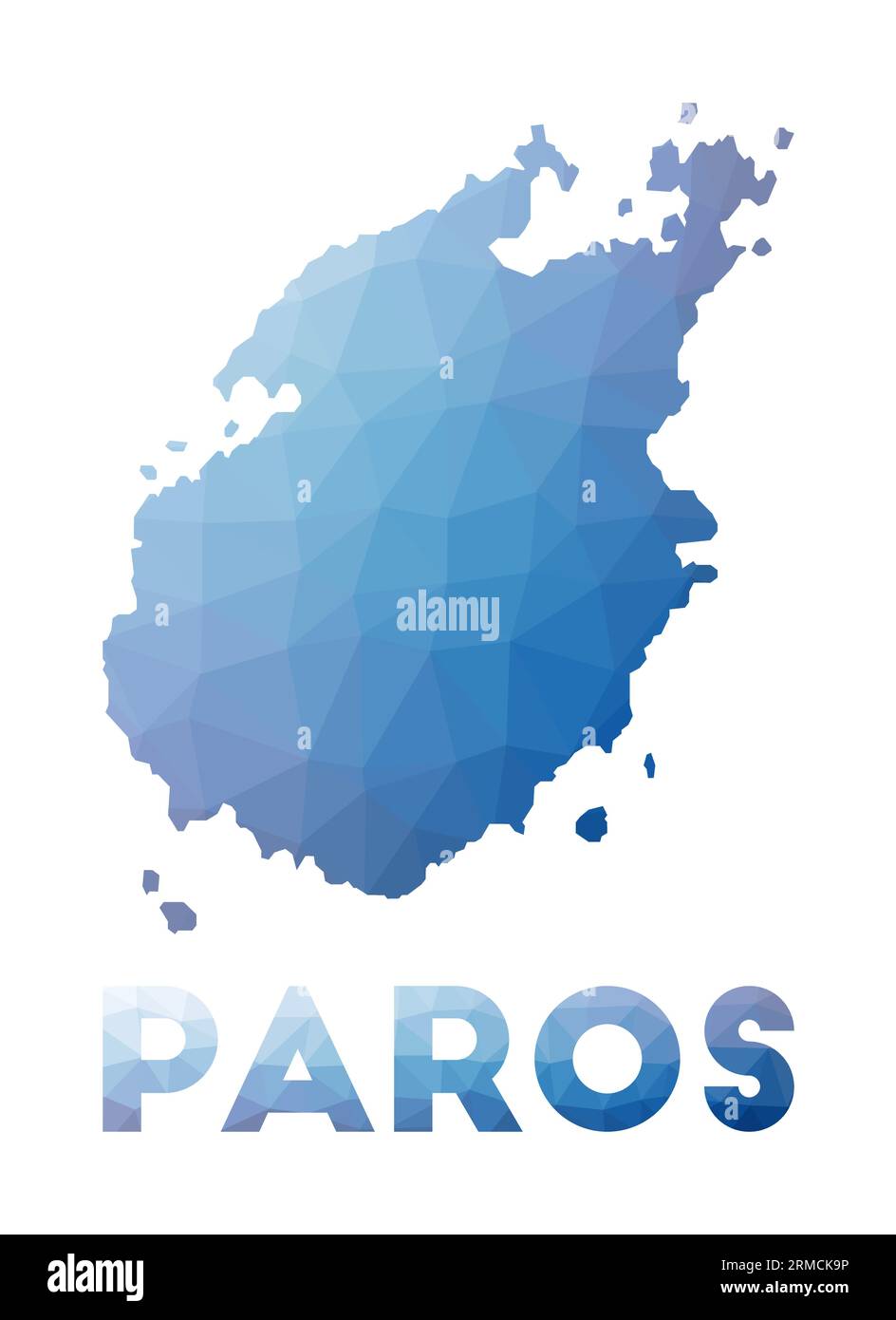 Low poly map of Paros. Geometric illustration of the island. Paros polygonal map. Technology ...