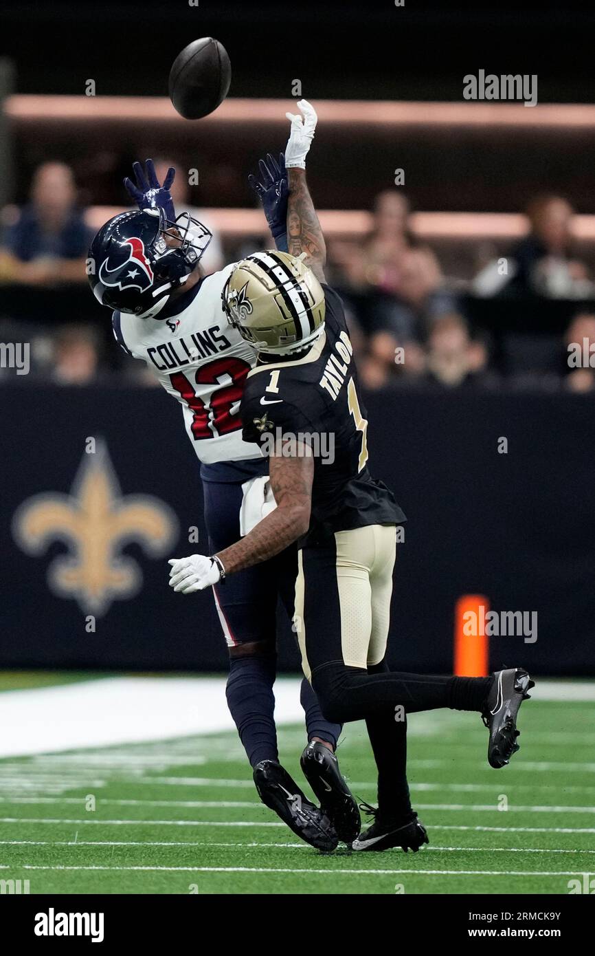 New Orleans Saints cornerback Alontae Taylor (1) breaks up a pass ...