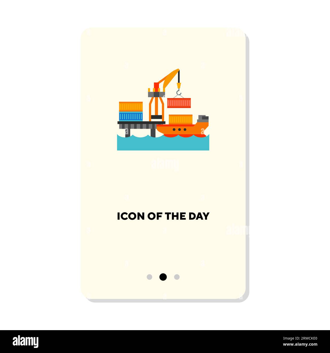 Crane loading cargo containers onto ship in port flat icon Stock Vector ... Crane loading cargo containers onto ship in port flat icon Stock Vector ...