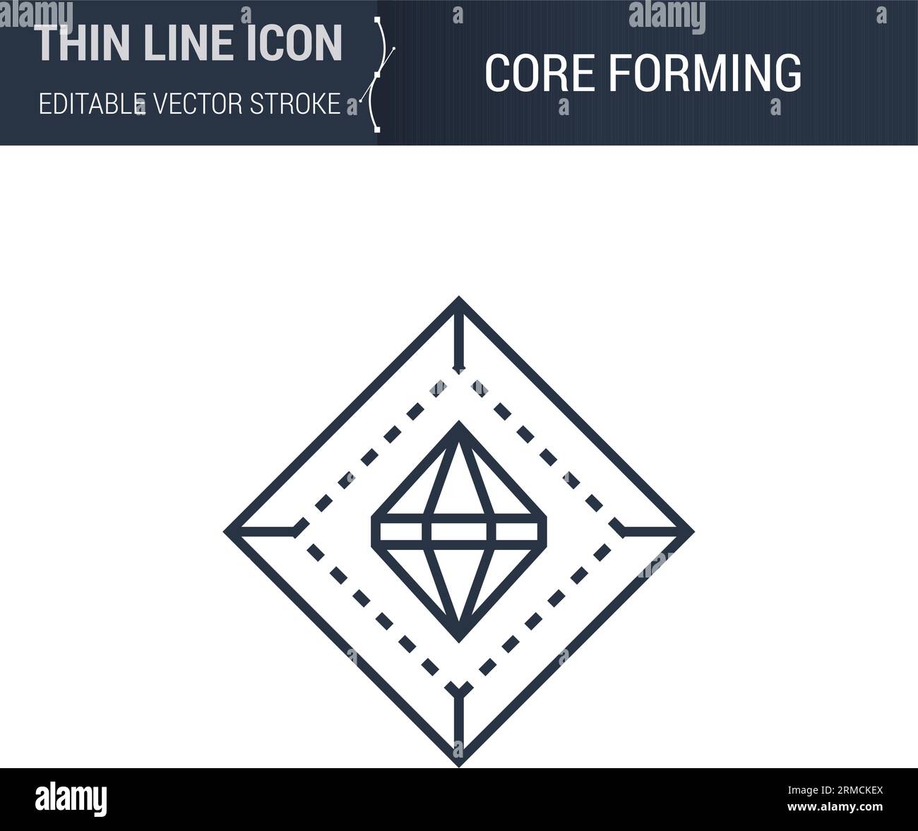 Core Forming Thin Line Icon of 3D Printing and Modeling Set. Stroke ...
