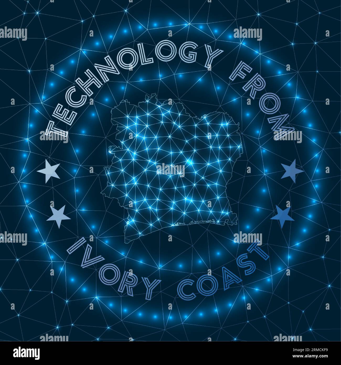 Technology From Ivory Coast. Futuristic geometric badge of the country ...