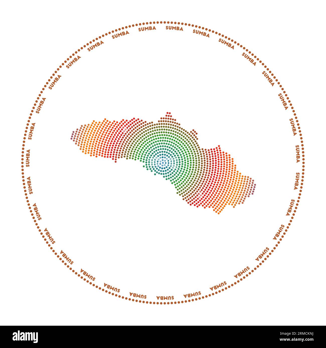 Sumba round logo. Digital style shape of Sumba in dotted circle with ...
