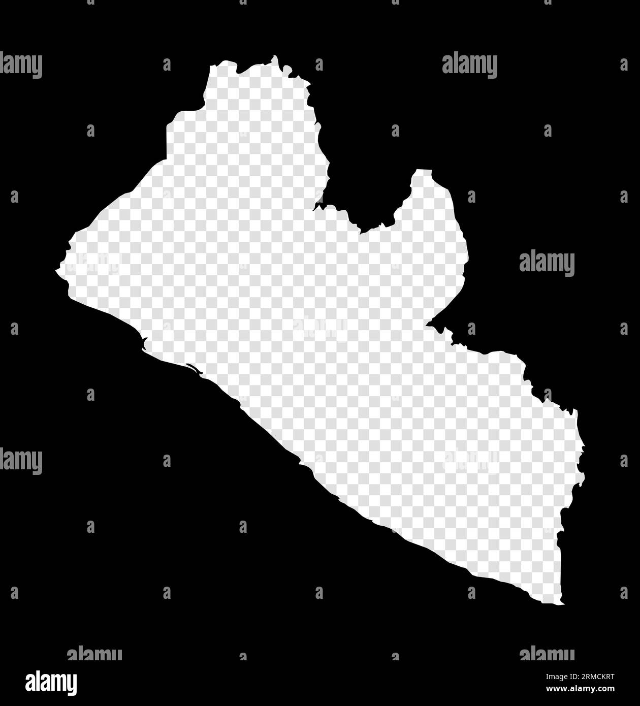 Stencil map of Liberia. Simple and minimal transparent map of Liberia. Black rectangle with cut ...