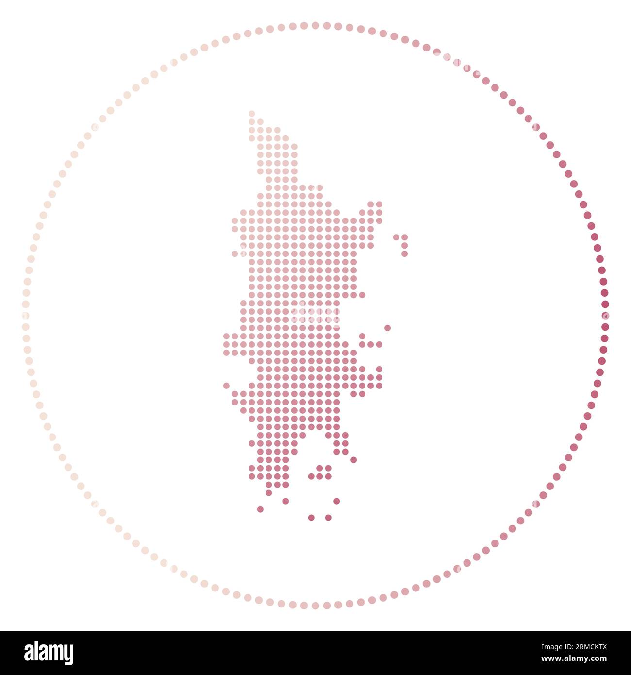 Phuket digital badge. Dotted style map of Phuket in a circle. Tech icon ...