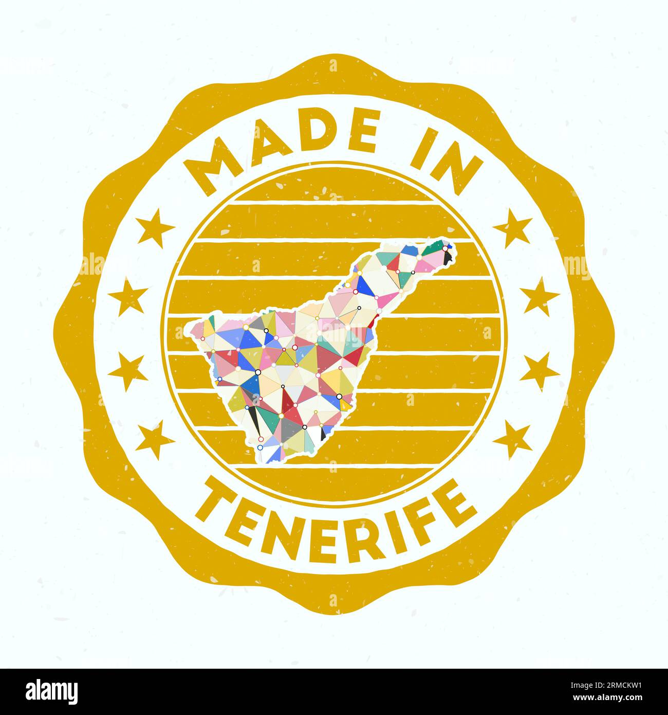 Made in Tenerife. Island round stamp. Seal of Tenerife with border ...
