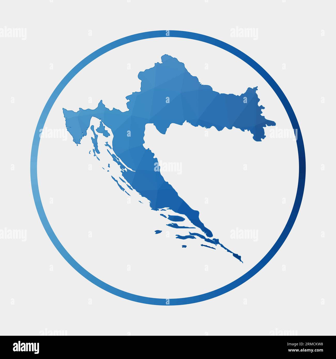 Croatia icon. Polygonal map of the country in a gradient ring. Round ...