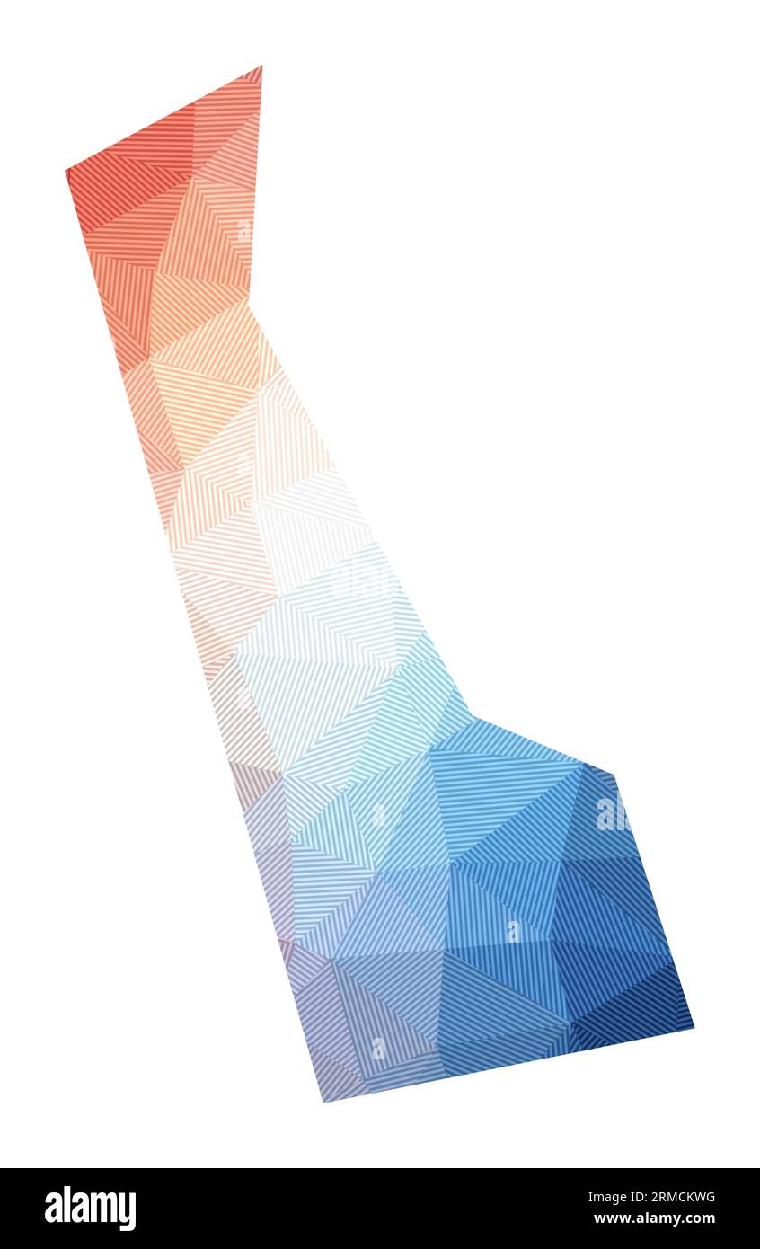 Low poly illustration of the US state of Delaware. Geometric design ...