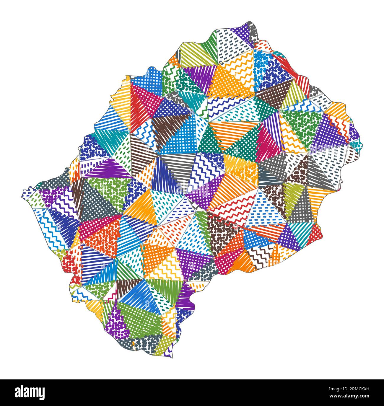 Kid style map of Lesotho. Hand drawn polygons in the shape of Lesotho ...