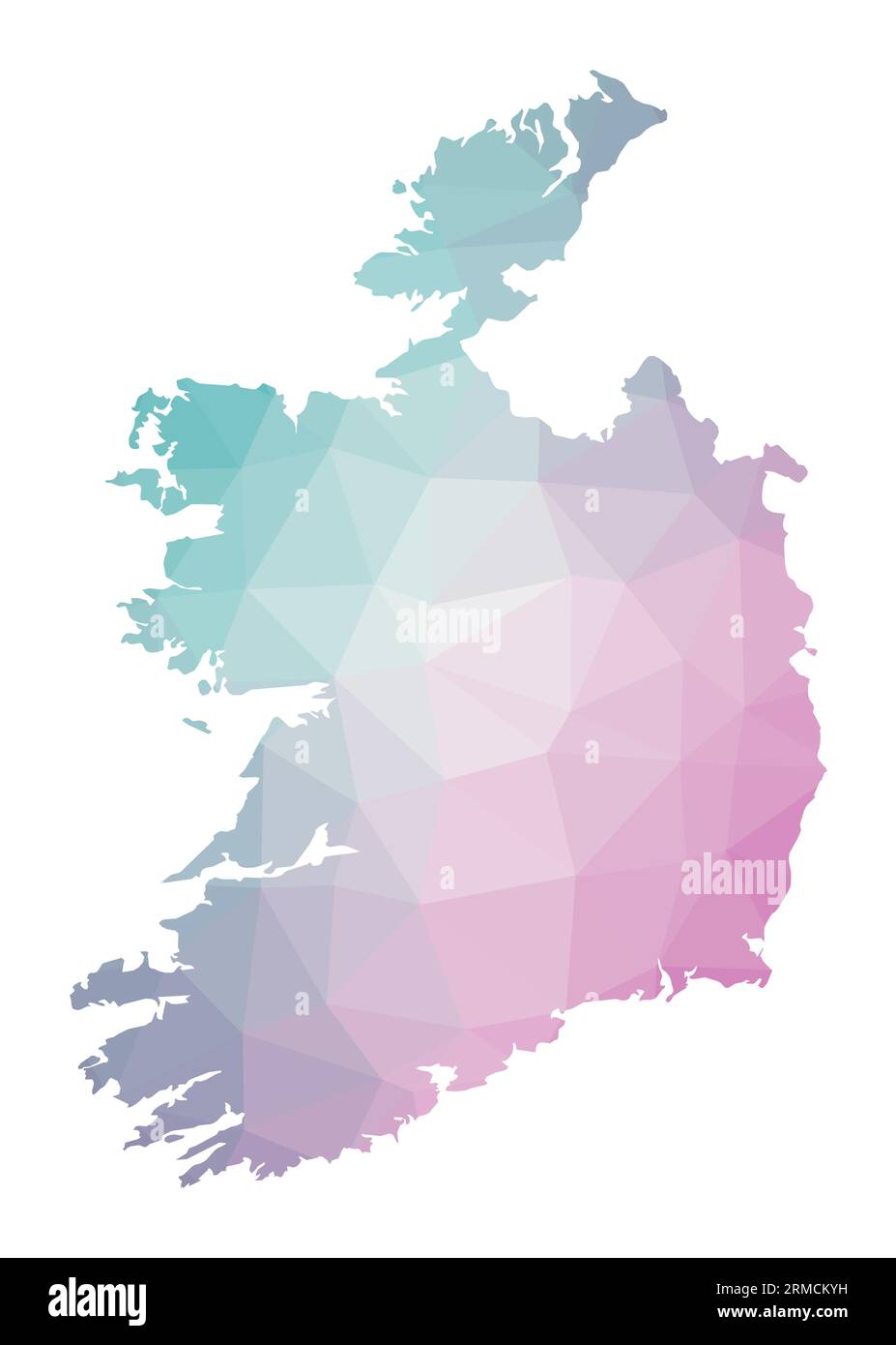 Polygonal map of Ireland. Geometric illustration of the country in ...