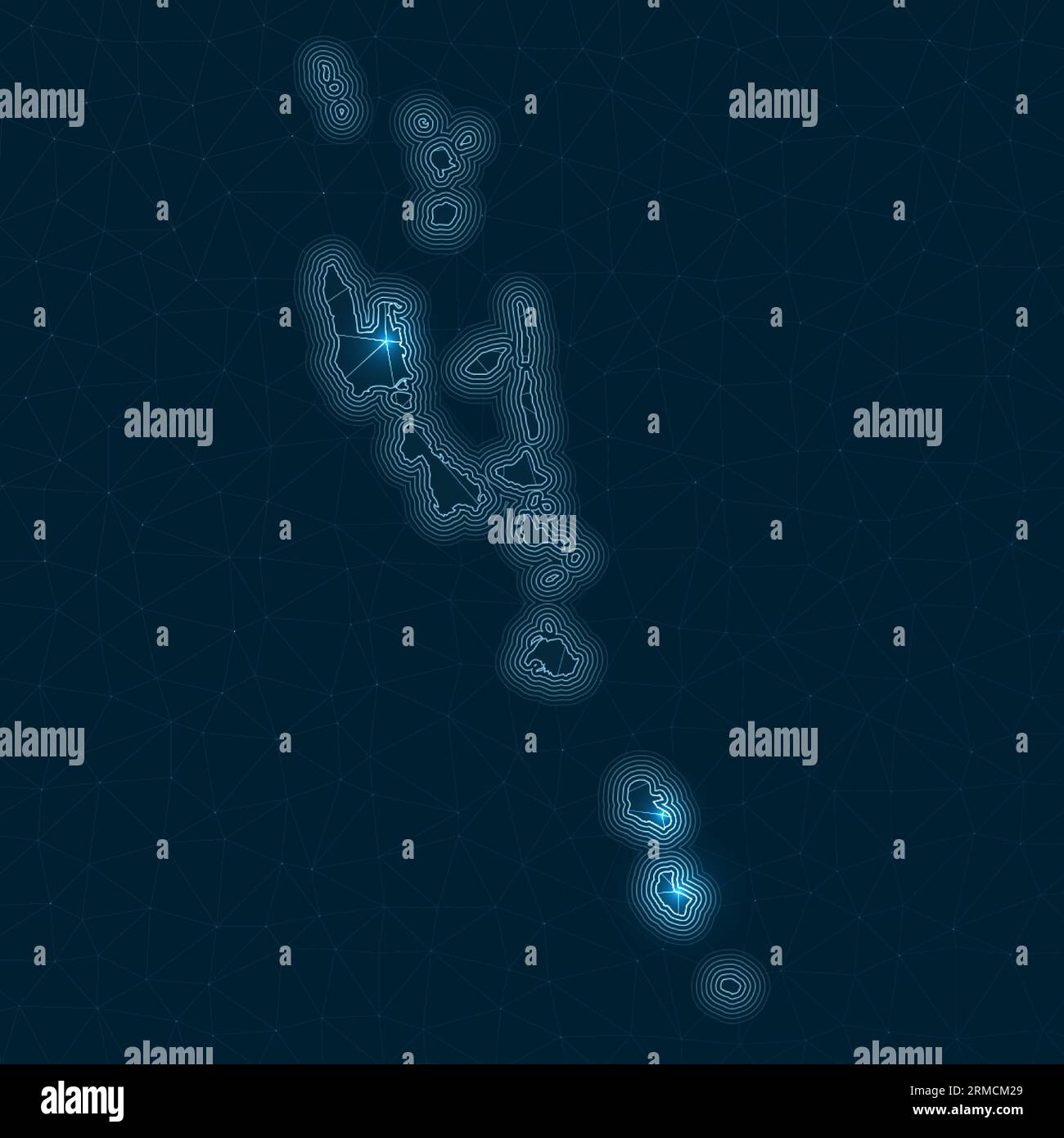 Vanuatu network map. Abstract geometric map of the country. Digital ...
