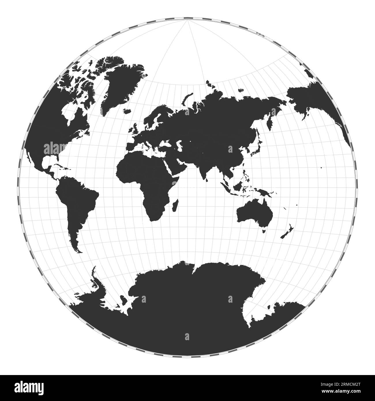 Vector world map using the Van der Grinten projection. A plain ...