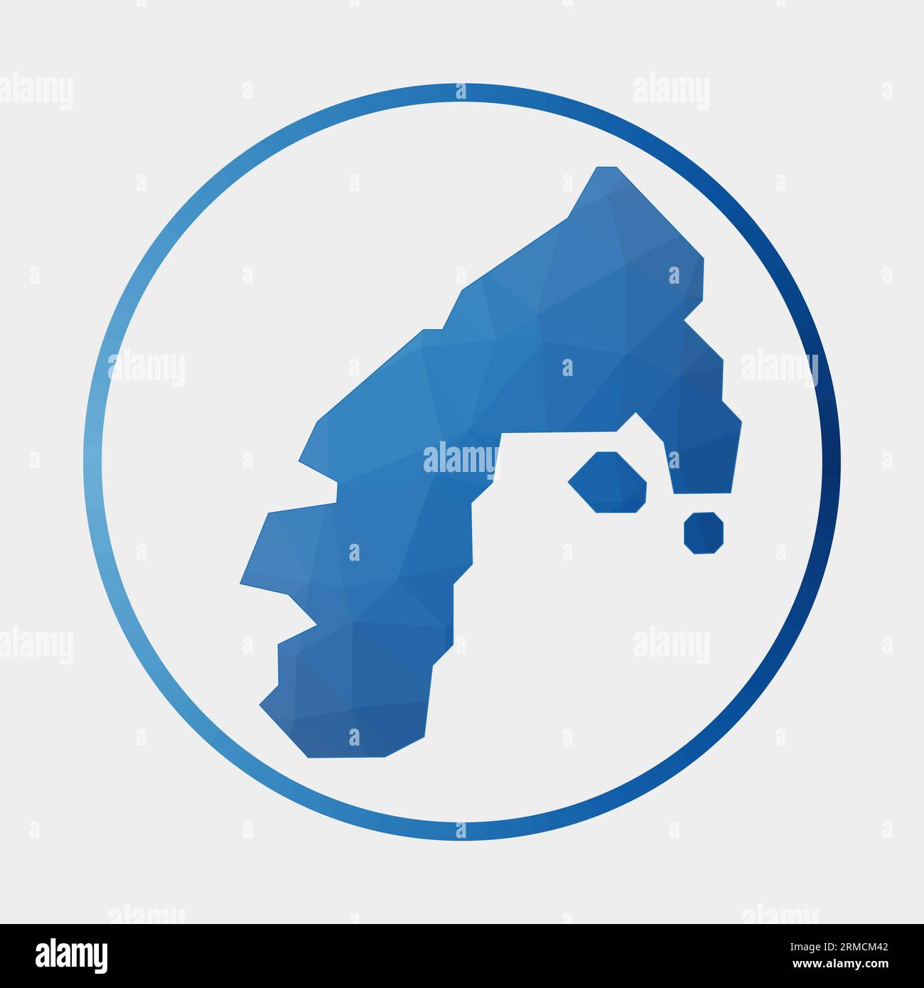 Water Island icon. Polygonal map in gradient ring. Round low poly Water ...