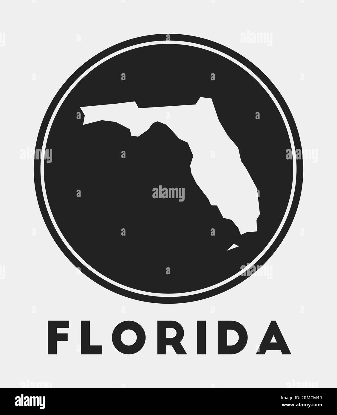 Florida icon. Round logo with US state map and title. Stylish Florida badge with map. Vector ...
