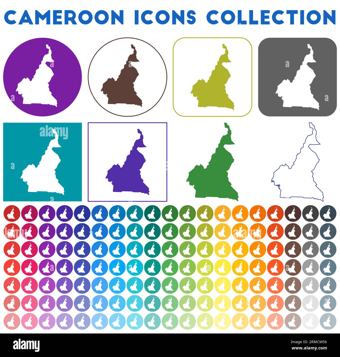 Cameroon icons collection. Bright, colorful, trendy map icons. Modern Cameroon badge with ...