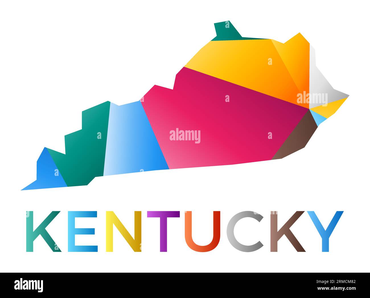 Bright colored Kentucky shape. Multicolor geometric style US state logo ...