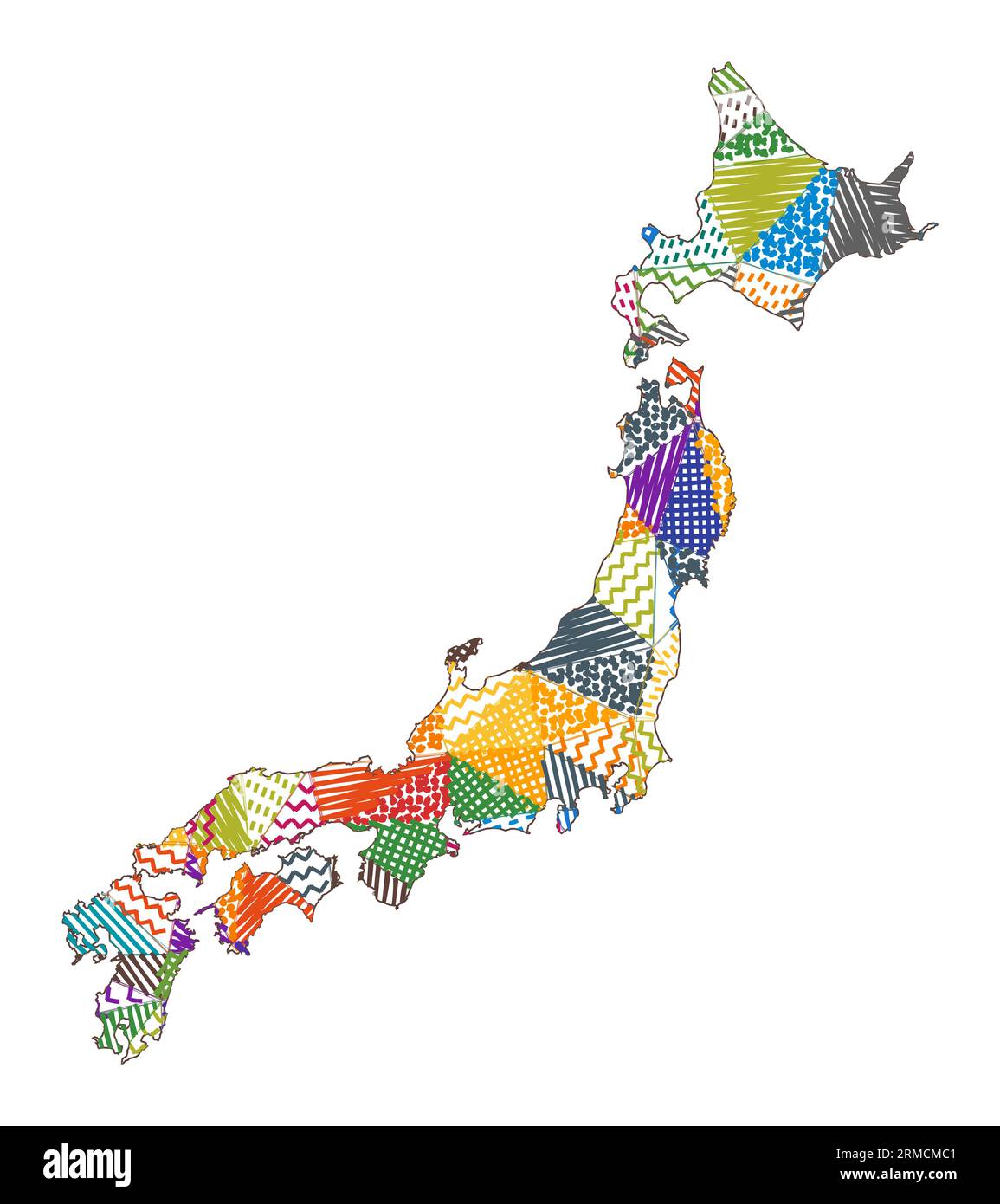 Kid-style map of Japan with hand-drawn polygons. Vector illustration ...