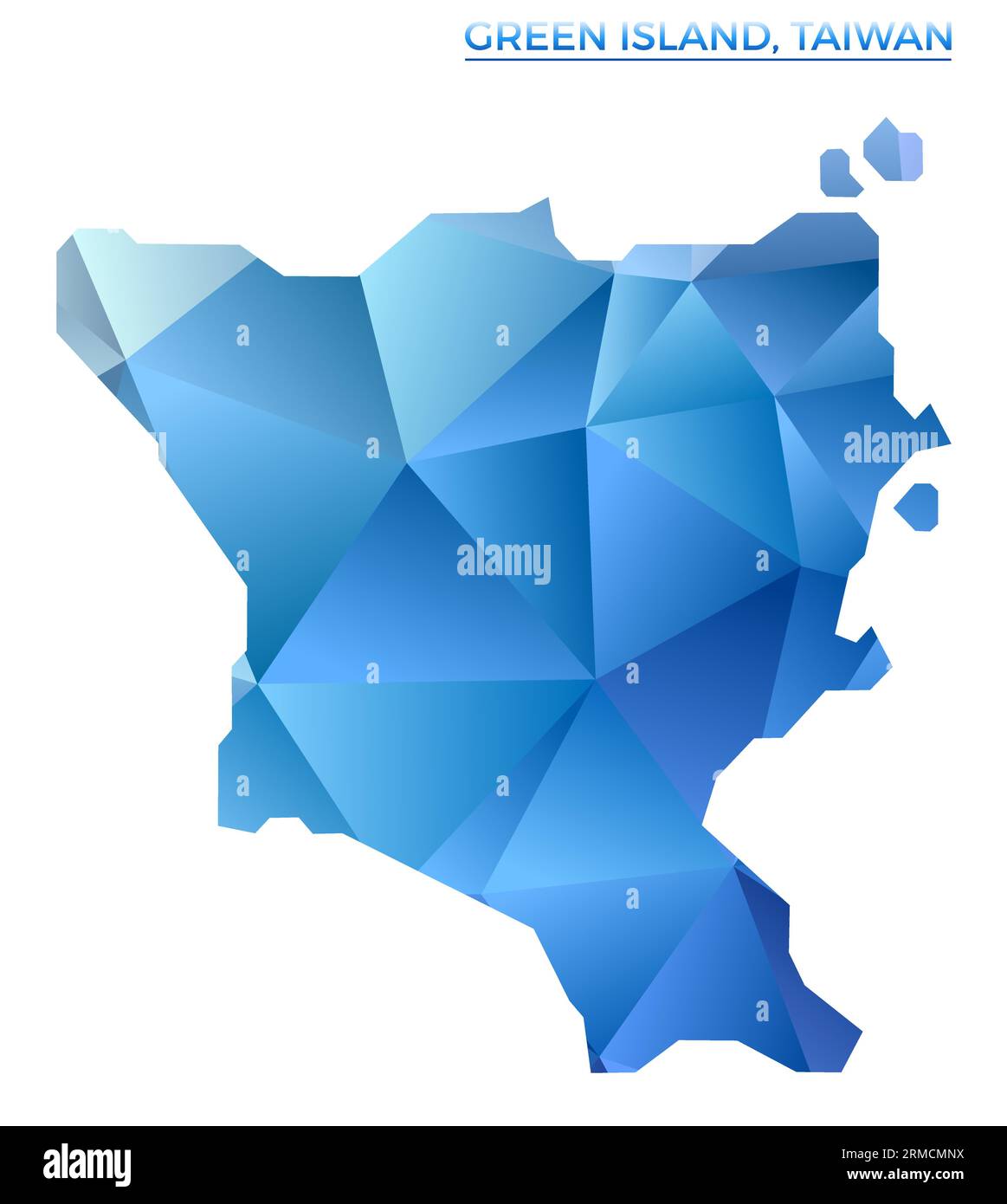 Vector polygonal Green Island, Taiwan map. Vibrant geometric island in low poly style. Awesome ...