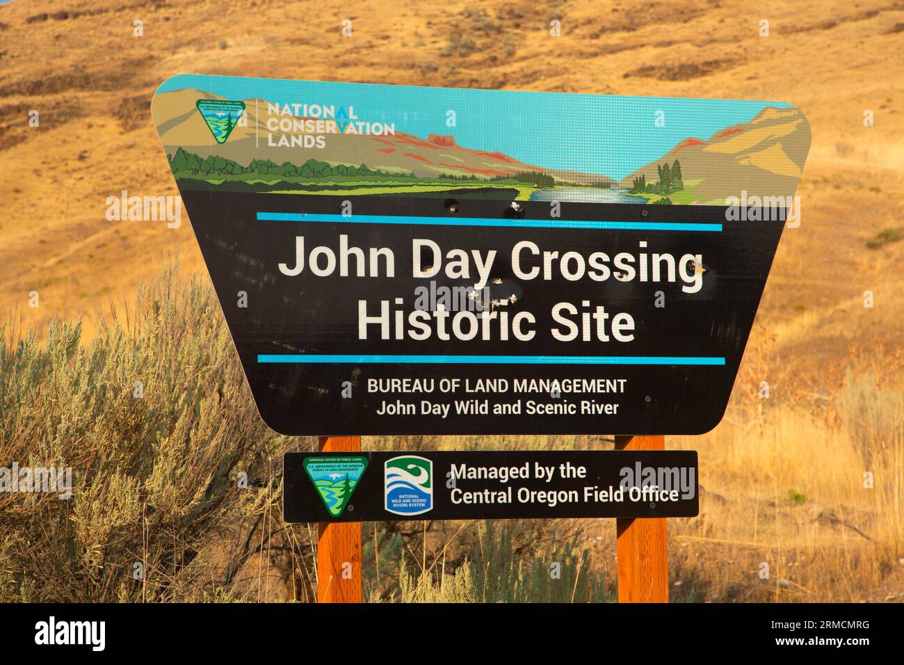Entrance sign, John Day Crossing Historic Site, Oregon Trail National ...
