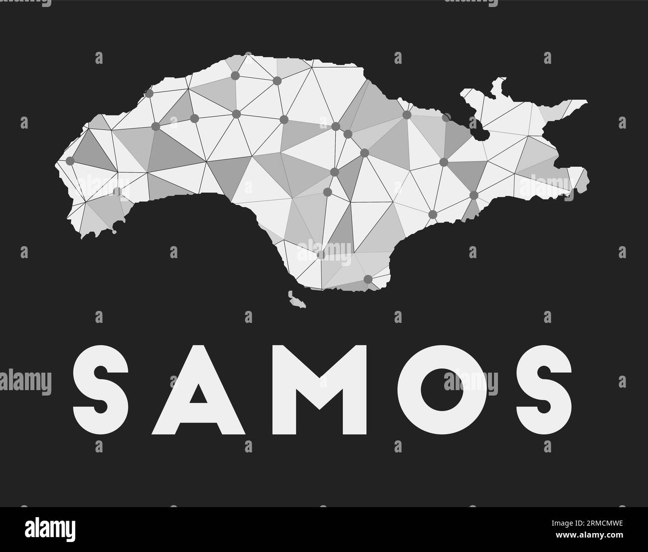 Samos - communication network map of island. Samos trendy geometric ...