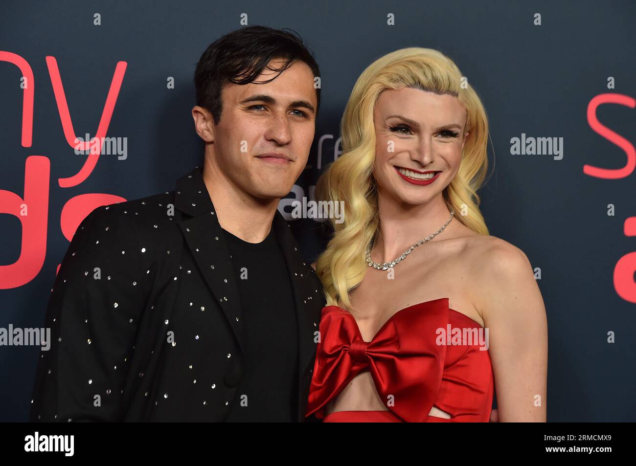 Chris Olsen, left, and Dylan Mulvaney arrive at the Streamy Awards on ...
