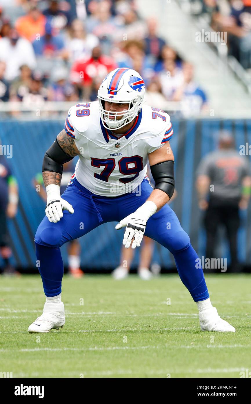 Buffalo Bills offensive tackle Spencer Brown (79) defends against the ...