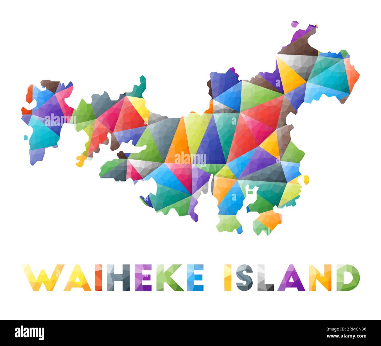 Waiheke Island - colorful low poly island shape. Multicolor geometric ...