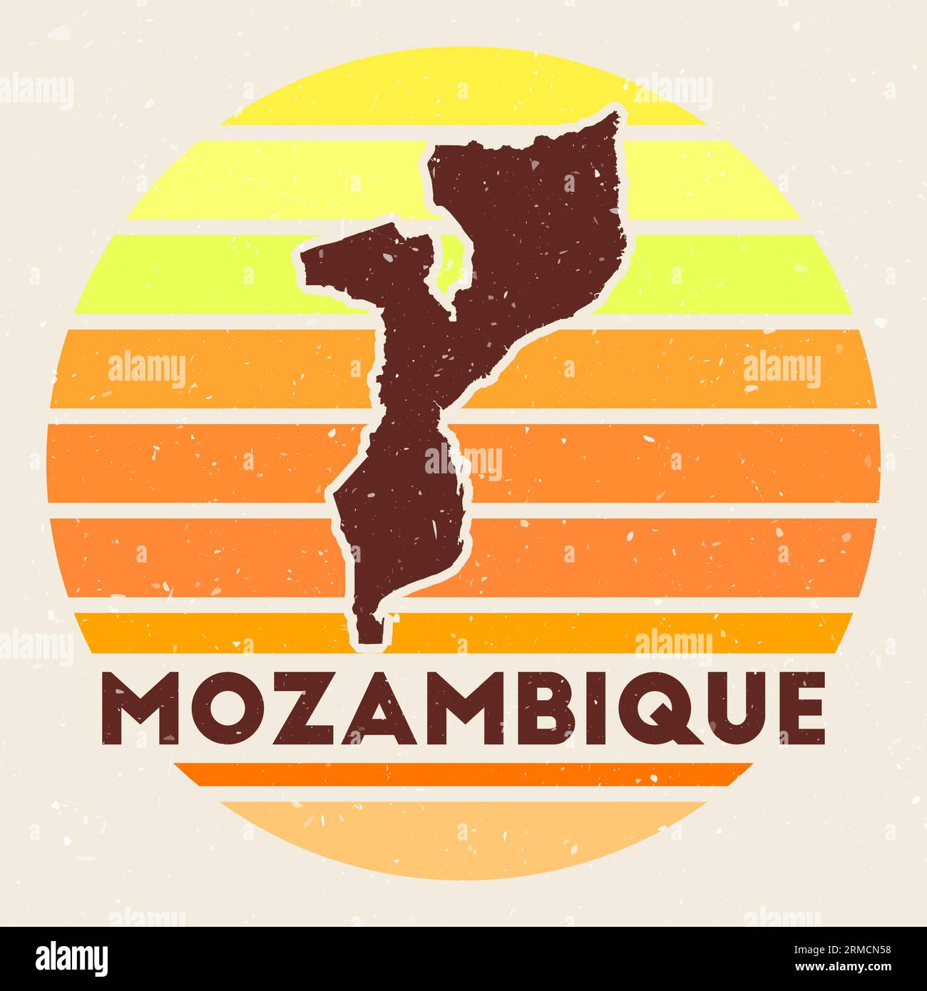 Mozambique logo. Sign with the map of the country and colored stripes ...
