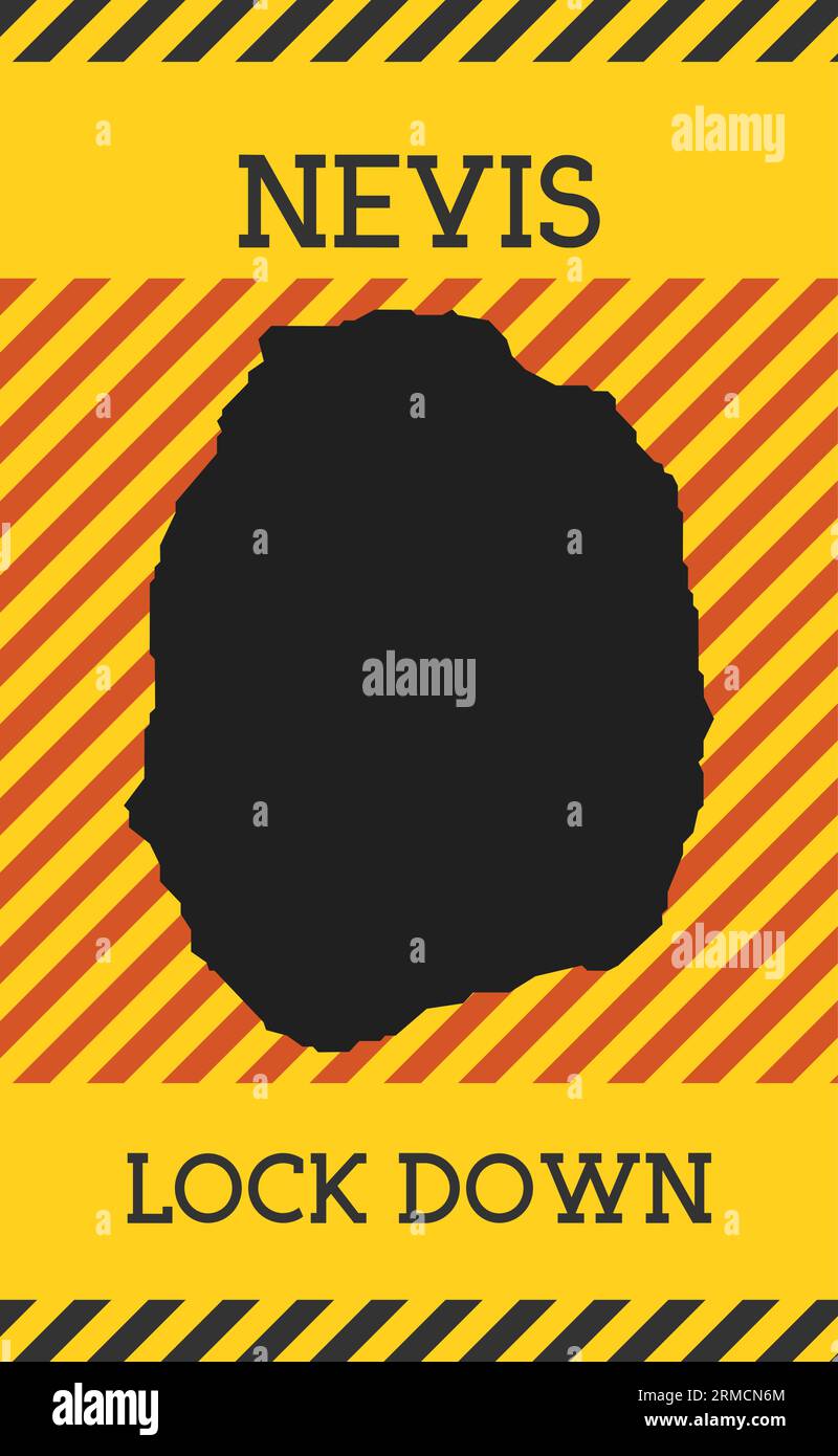 Nevis Lock Down Sign. Yellow island pandemic danger icon. Vector ...