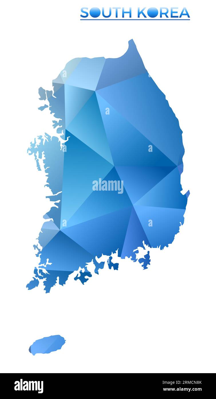 Vector polygonal South Korea map. Vibrant geometric country in low poly style. Attractive ...