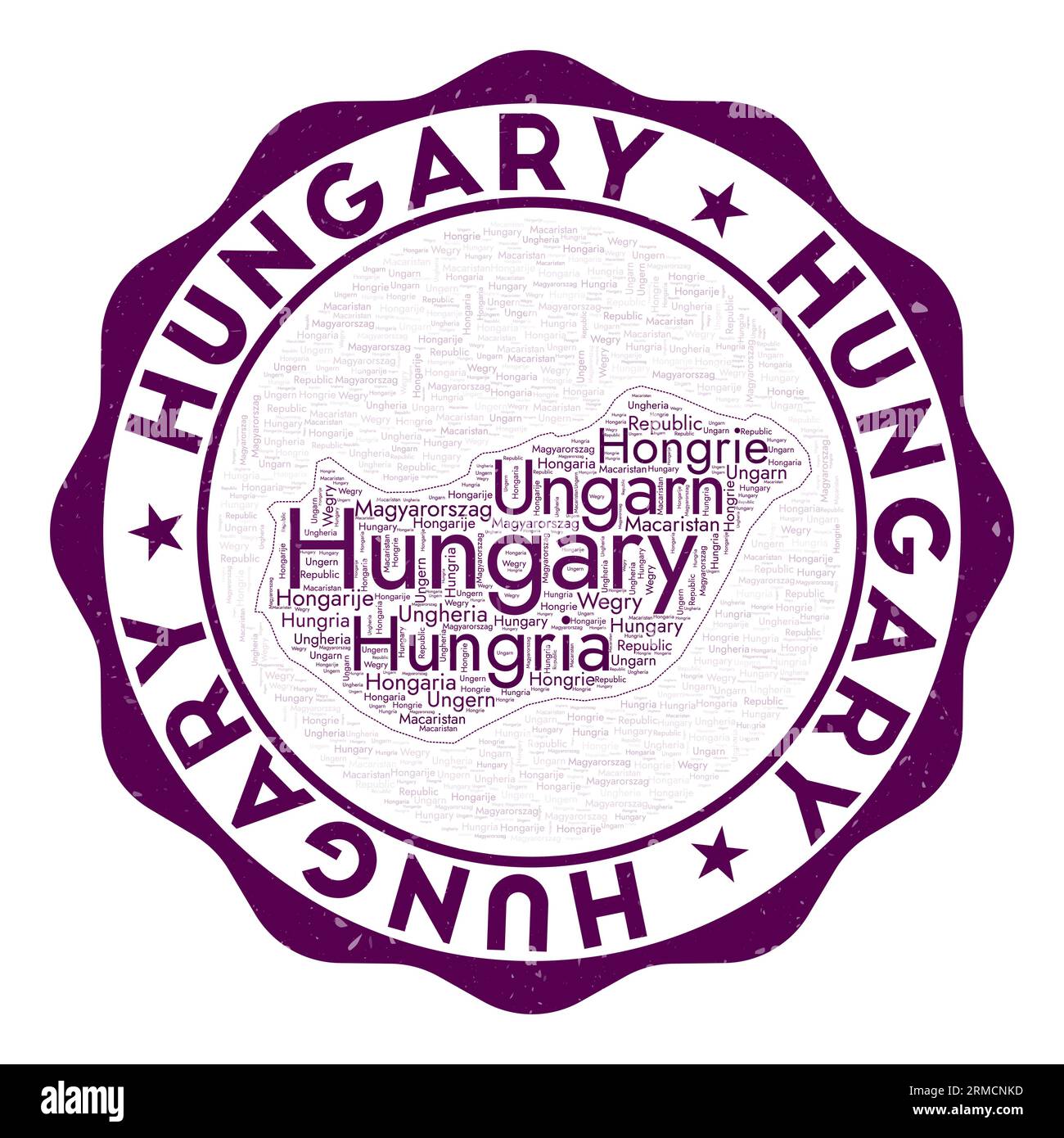 Hungary logo. Attractive country badge with word cloud in shape of ...