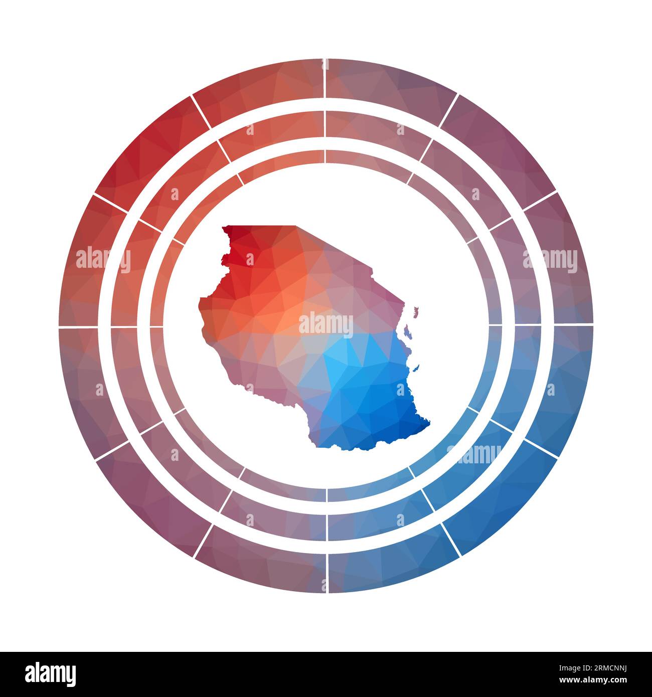 Tanzania badge. Bright gradient logo of country in low poly style ...