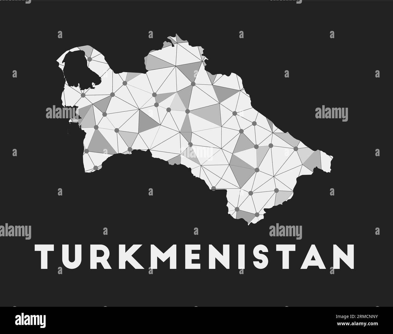 Turkmenistan - communication network map of the country. Turkmenistan trendy geometric design on ...