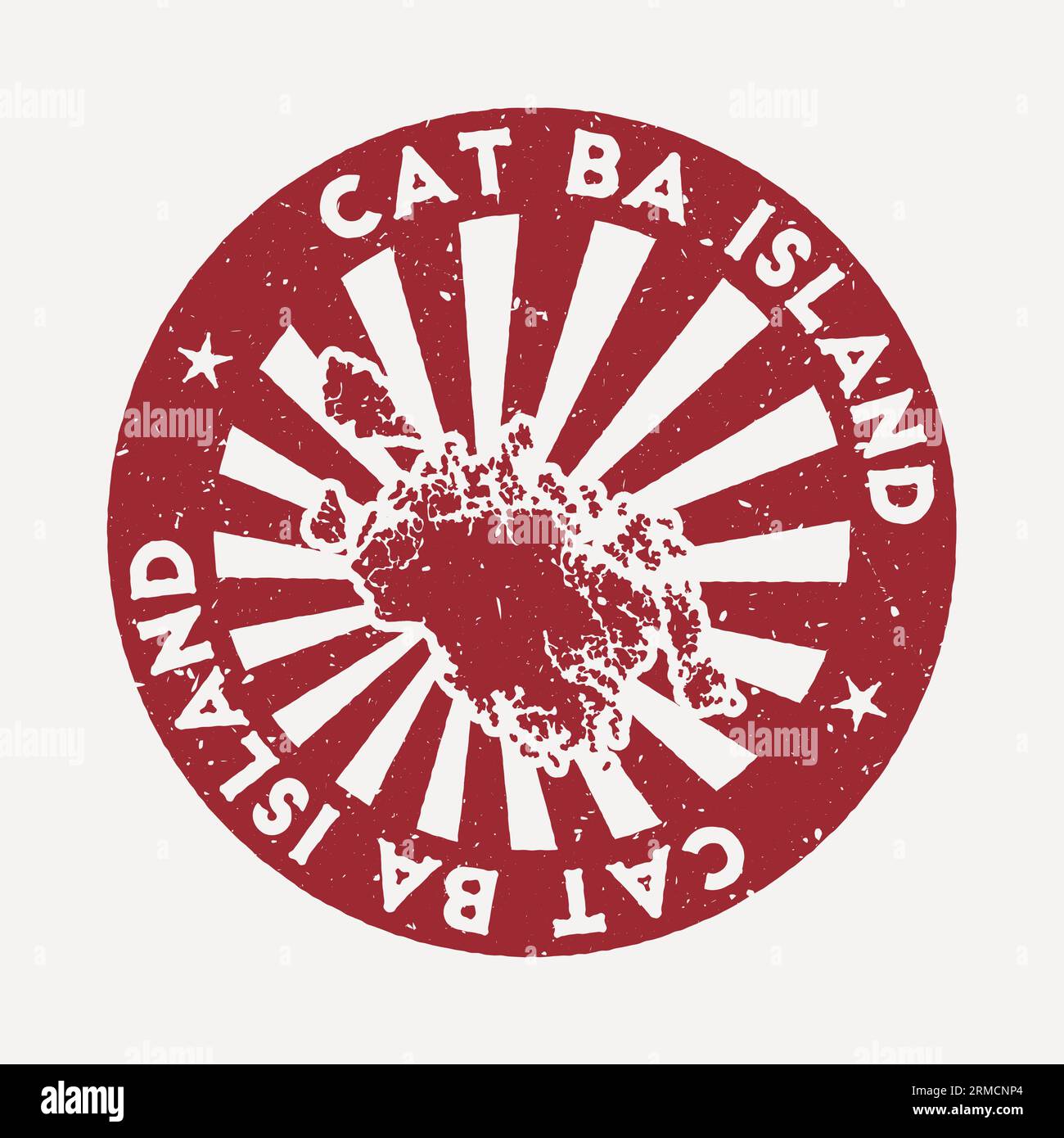 Cat Ba Island stamp. Travel red rubber stamp with border shape, vector ...