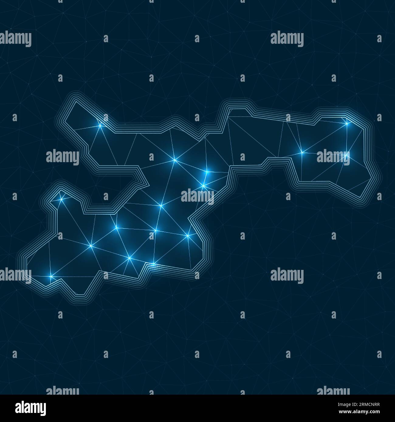 Norman Island network map. Abstract geometric map of the island ...