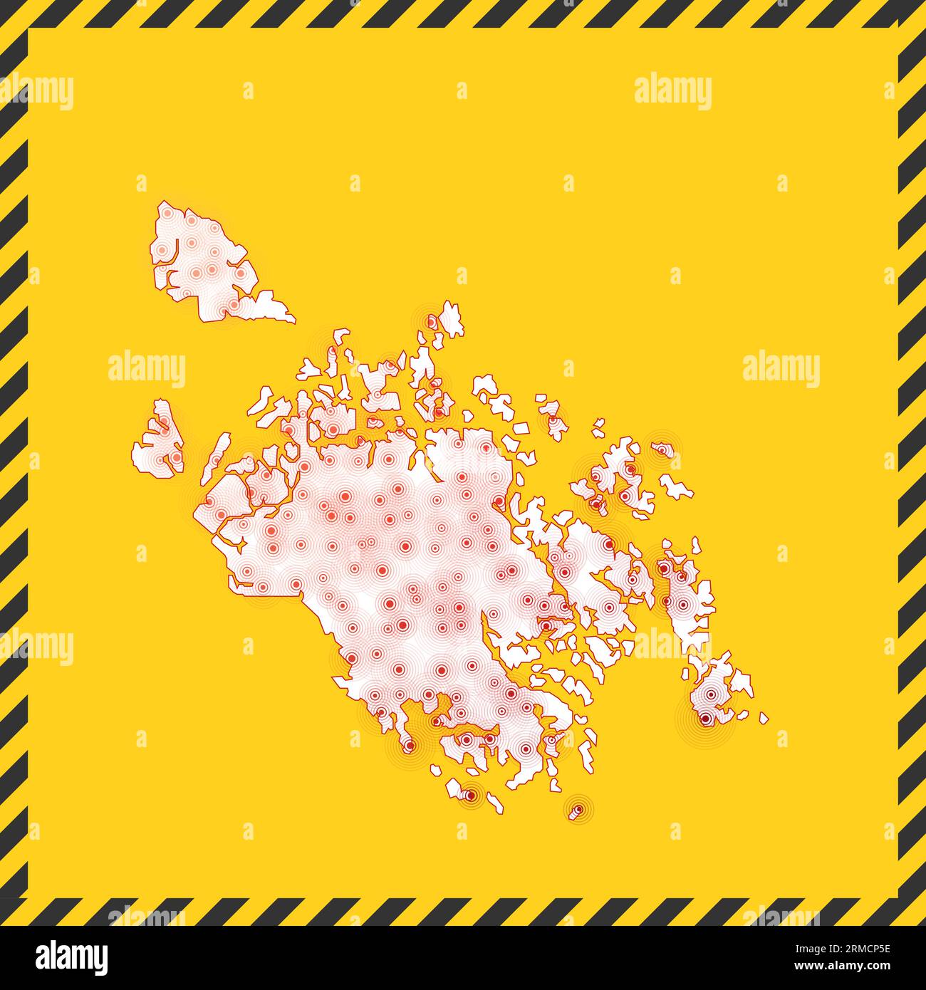 Cat Ba Island closed - virus danger sign. Lock down island icon. Black ...