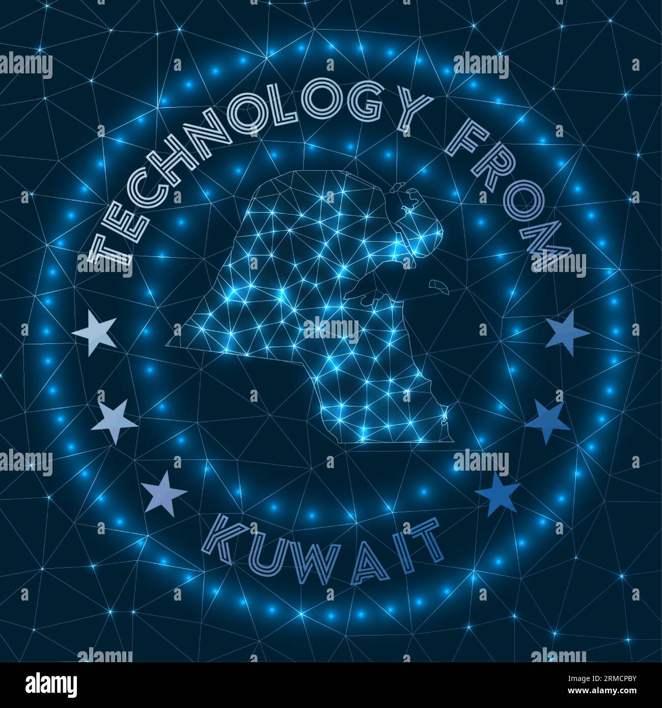 Technology From Kuwait. Futuristic geometric badge of the country ...