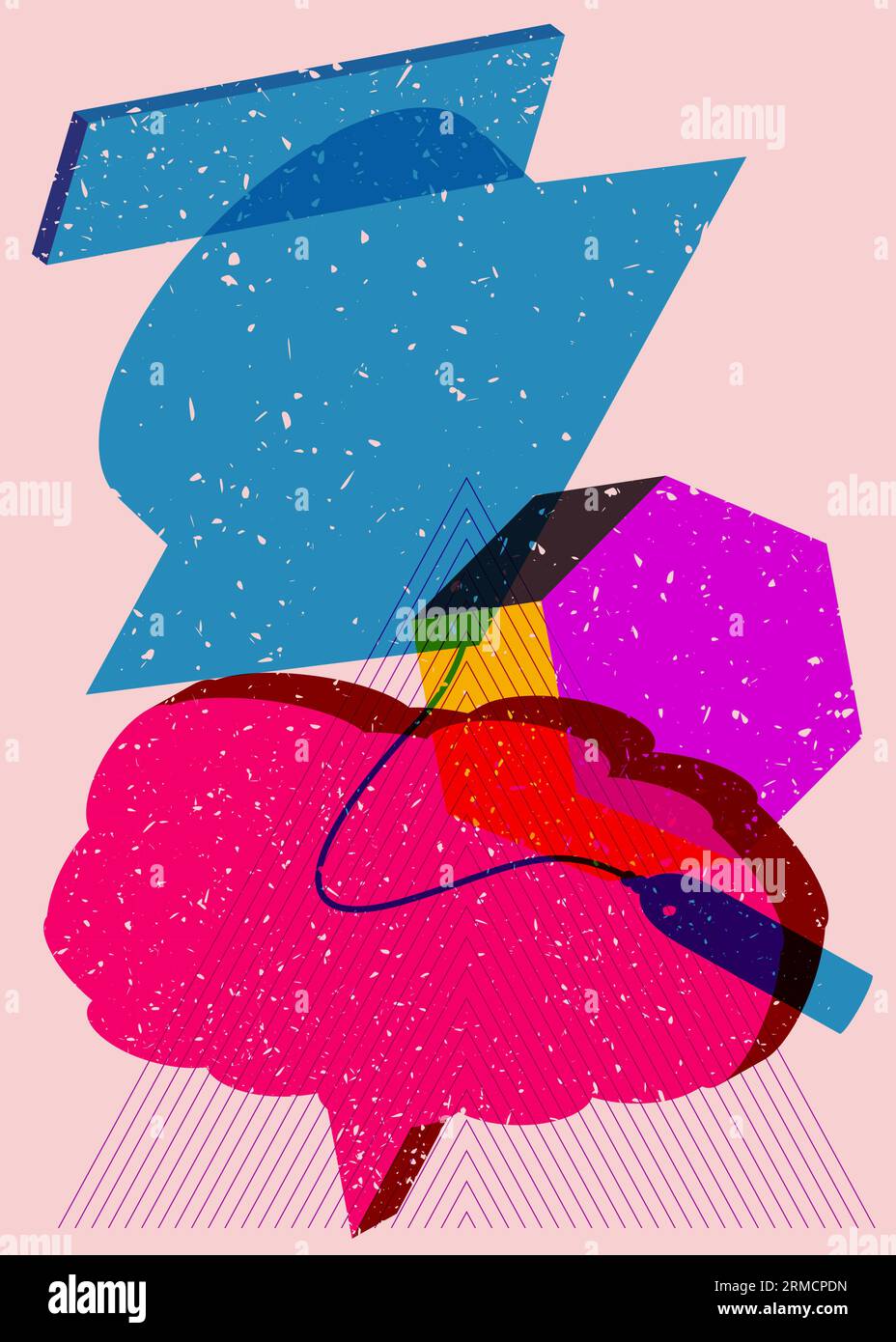 Graduation cap with Speech Bubble and colorful geometric shapes ...