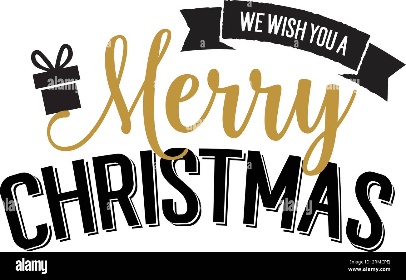 Christmas wish lettering with present Stock Vector Image & Art - Alamy
