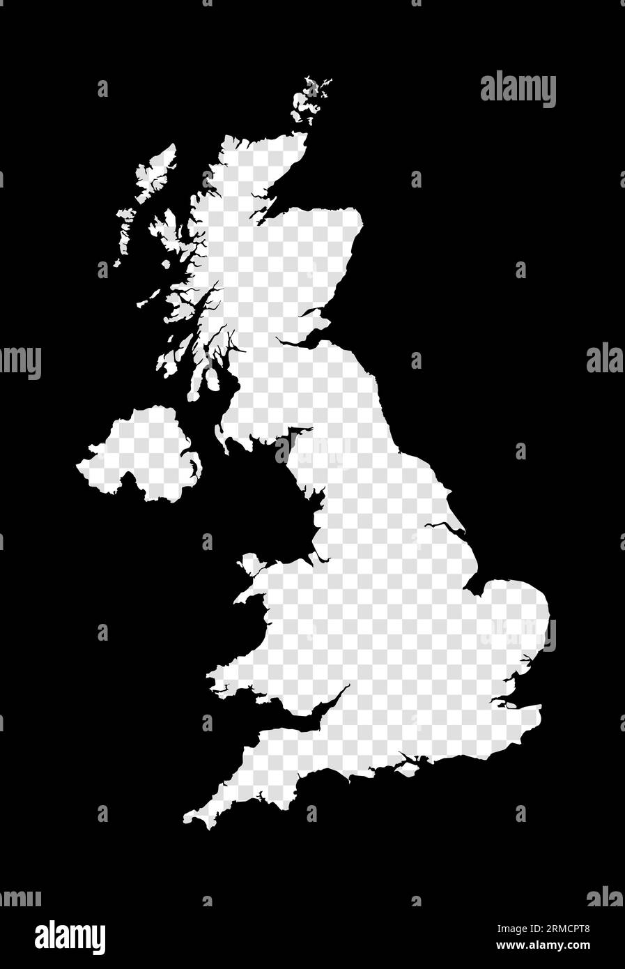 Stencil map of the United Kingdom. A simple and minimal transparent map ...