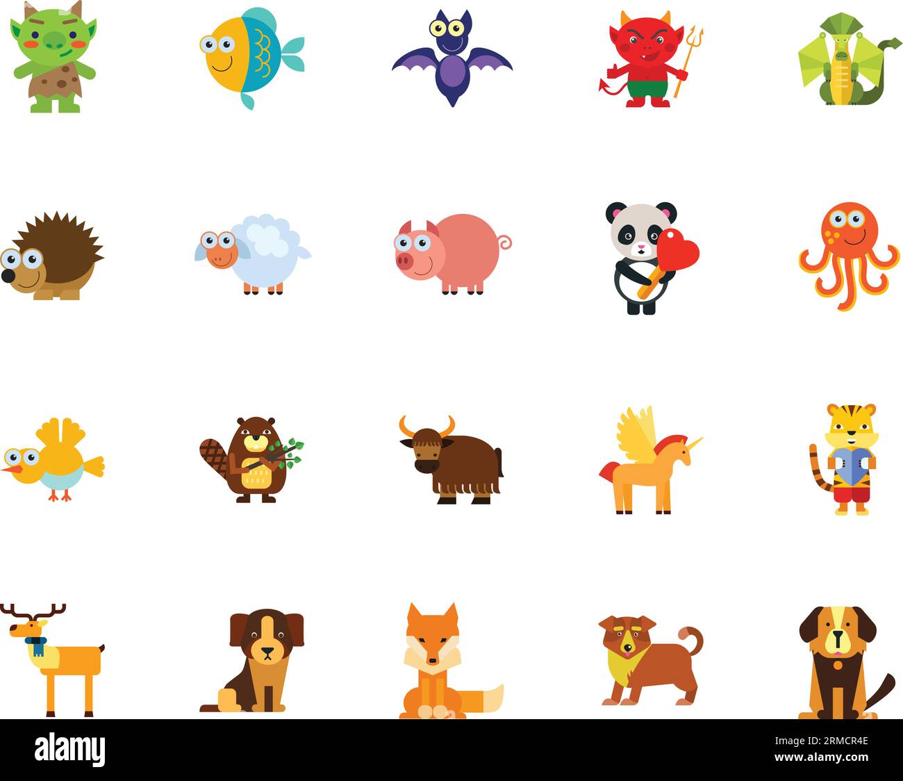 Cartoon animals icon set Stock Vector Image & Art - Alamy