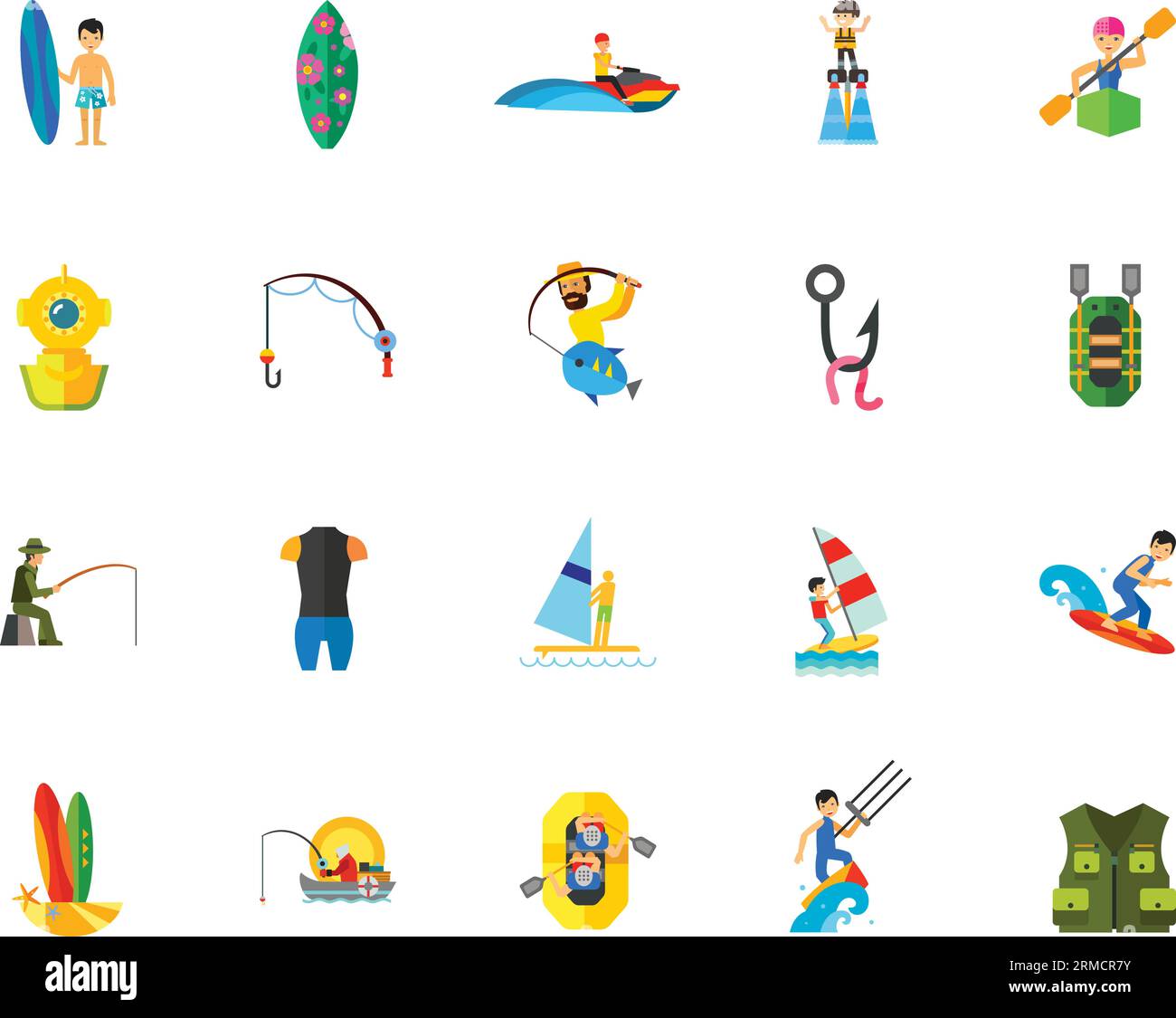 Water sport athletes icon set Stock Vector Image & Art - Alamy